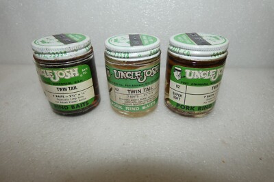 Uncle Josh Pork Rind Baits U2 TWIN TAIL Trailers BLACK WHITE BROWN 1 ...