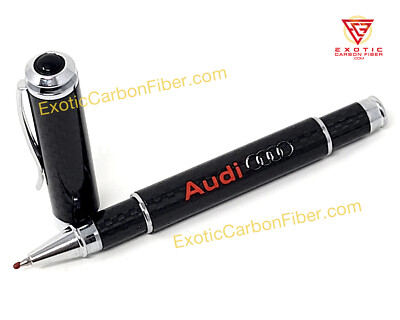 Audi Red Text and Silver Logo Carbon Fiber Ballpoint Pen - GREAT GIFT ...