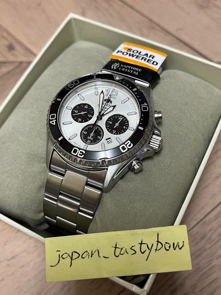 Orient Mako RN-TX0203S NEW White Dial Panda Chronograph Solar Analog ...