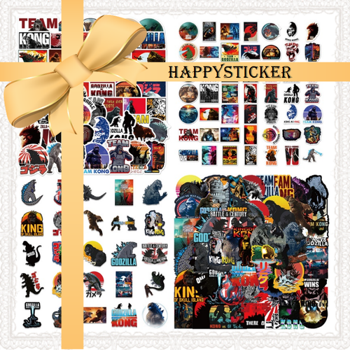 100pcs Godzilla vs Kong Action Movie Stickers Waterproof Vinyl Decal ...