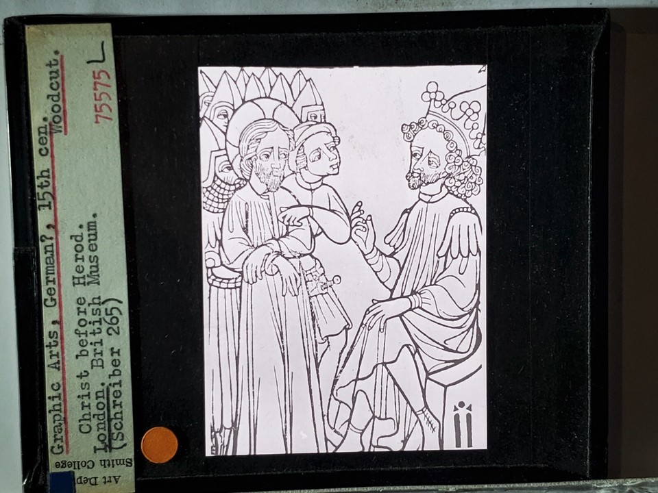 Christ Before Herod, 15th c German Woodcut, Magic Lantern Glass Slide ...