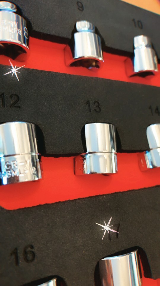 Britool Hallmark Socket Ratchet Low Profile 3/8 Stubby Tool Set In Foam ...