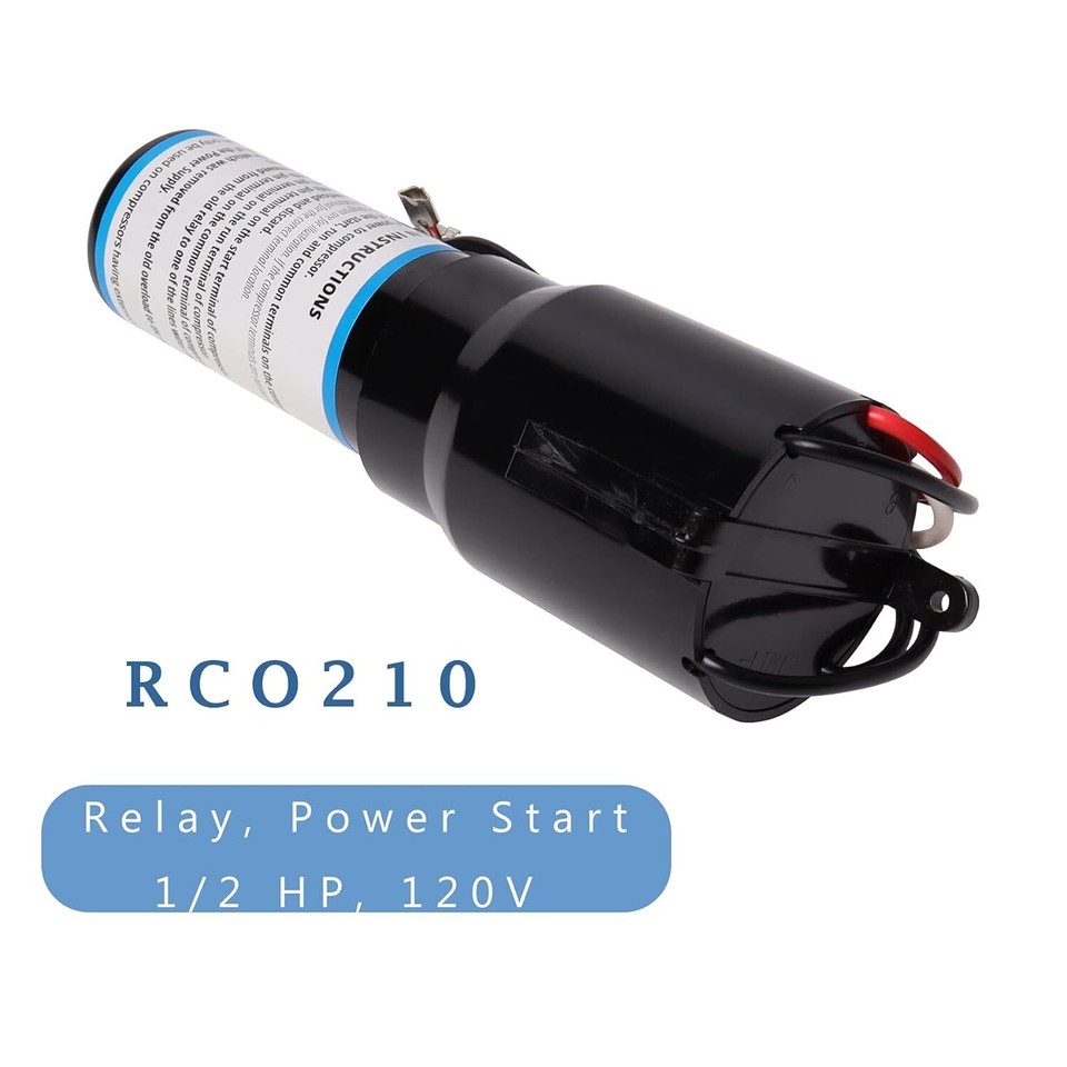 RCO210 3 N' 1 Relay, Overload and Start Capacitor, 1/3 to 1/2 HP, 115 ...