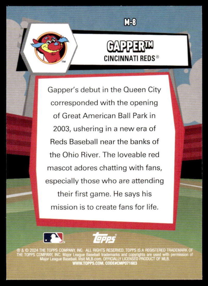 2024 Topps Big League Mascots #M-8 Gapper Reds | eBay