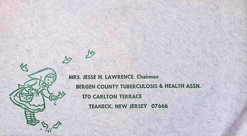 1960s Bergen County Tuberculosis & Health Assn Envelope Lawrence Berdan ...