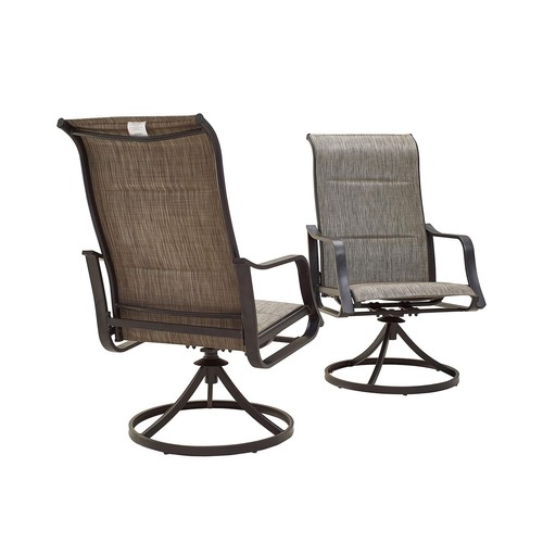 Outdoor Patio Dining Chair Swivel Sling Rocker Set with Steel Metal ...