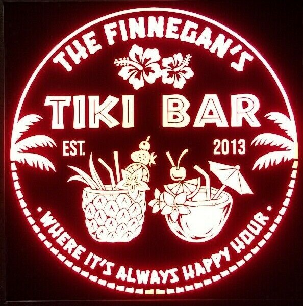 Custom Tiki Bar LED Sign Personalized Home bar pub Lighted non neon | eBay