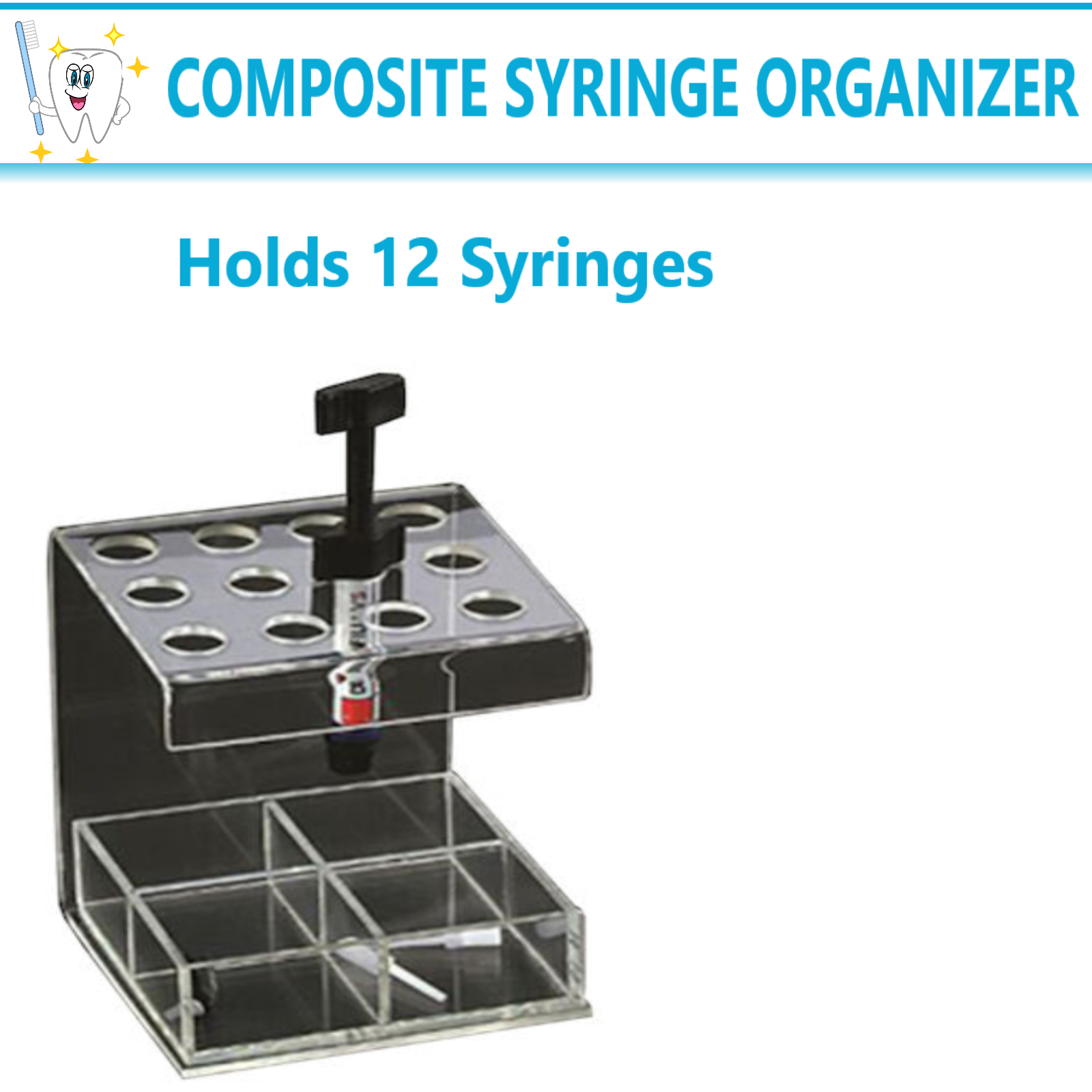 Acrylic Dental Composite & Etch Syringes Organizer - Mini Holds 12 ...