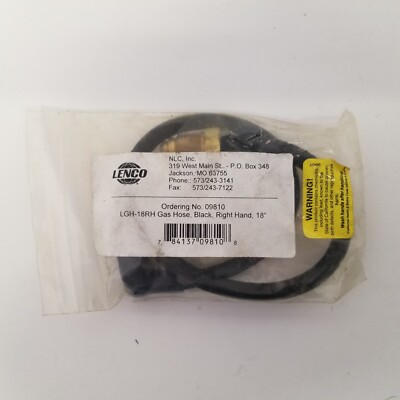 Lenco 09810 LGH-18RH Gas Hose, Black, Right Hand, 18", New | eBay