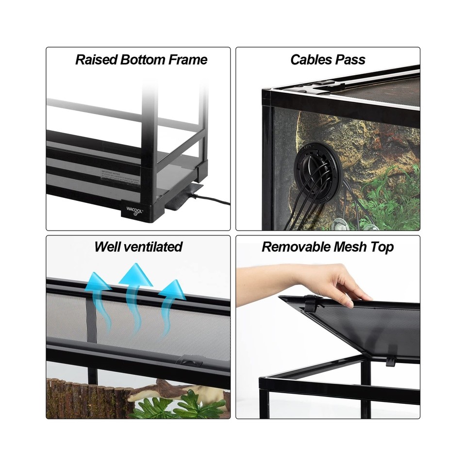 Large Reptile Tank 25 Gallon, 360°Full Vision Glass Reptile Terrarium ...