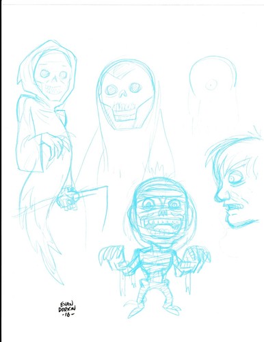 Evan Dorkin Original Comic Art Little Monster Sketches Prelims 4 Grim ...