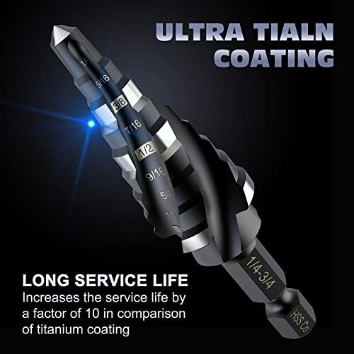 M35 Cobalt Four Spiral Flute Step Drill Bits1/4 3/4"9 Step Size Impact ...
