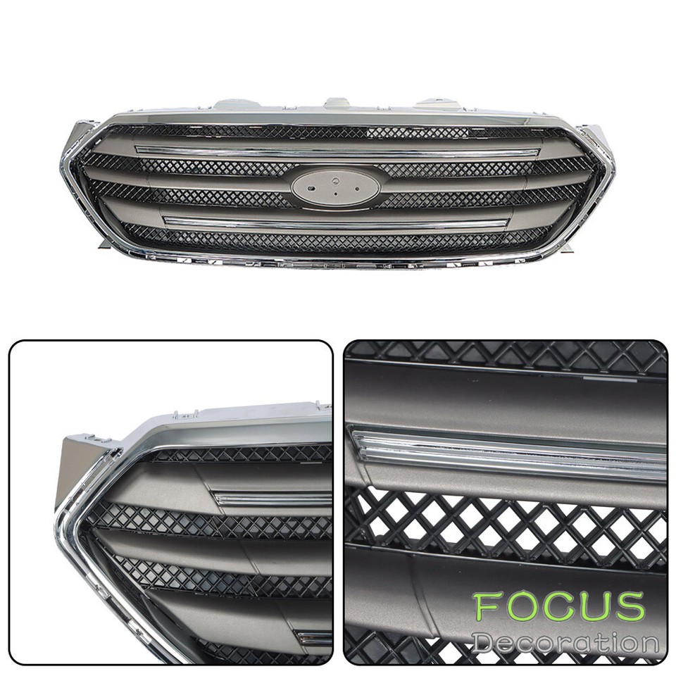 Fit For Ford Taurus 2013-2019 Front Bumper Upper Grille Assembly Chrome ...