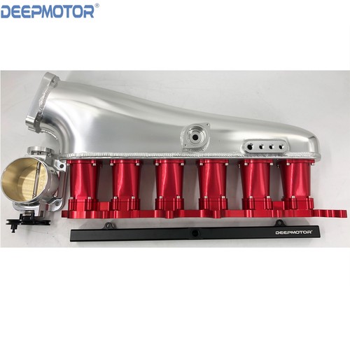 CNC 2JZ-GE Intake Manifold Fuel Rail 90mm Throttle Body 6 Injector ...