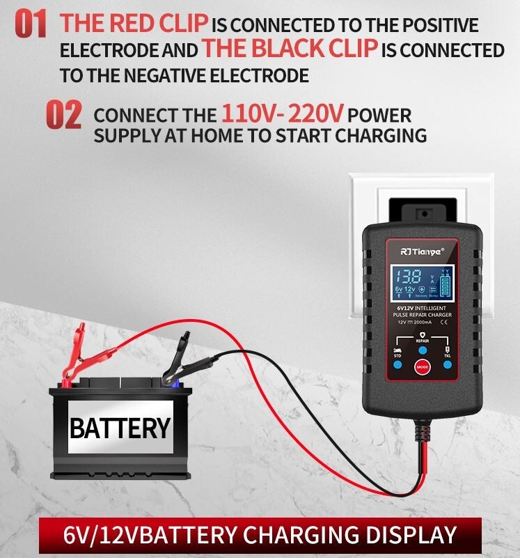 Automatic Battery Charger Trickle 6V 12V 2 Amp Harley Davidson ...