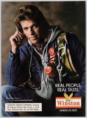 Winston Cigarettes Blue Collar Phone Company Worker Smoking Print Ad ...