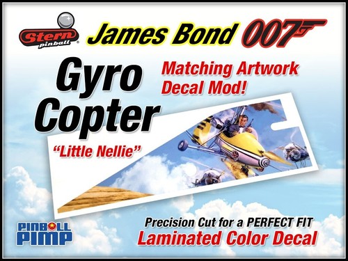 Stern James Bond 007 Pinball "GYROCOPTER" Custom NELLIE Decal Mod - A ...