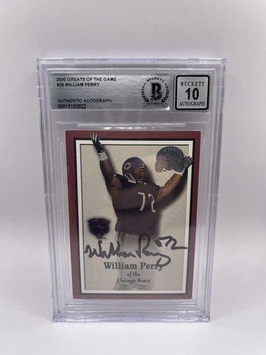 William Perry Signed 2000 Fleer Greats Of The Game #28 Beckett Grade 10 ...