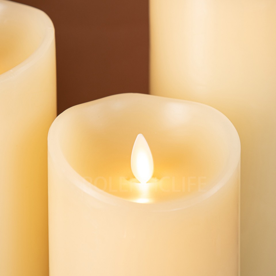 Luminara Flameless LED Battery Ivory Candles with Moving Wick Remote ...