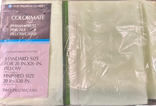 Vintage Sears Colormate Green Standard Pillow Case Pack Of 2 Permaprest ...