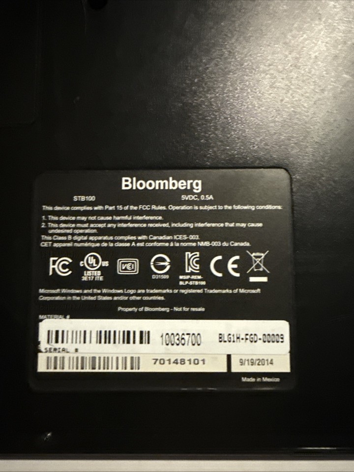 Bloomberg Financial Trade Keyboard STB100 Wired USB Chipped, Missing ...