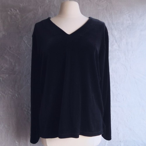 Vintage OLD NAVY Black Velour V Neck Shirt Size XL Stretch 90s Velvet ...