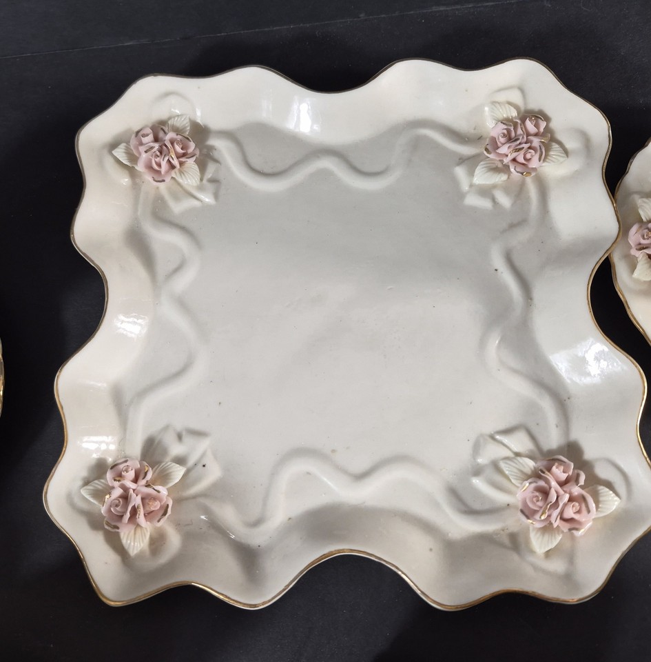 Cracker Barrel Ivory Porcelain 6 Pc Tea Set Ivory With Pink Roses ...