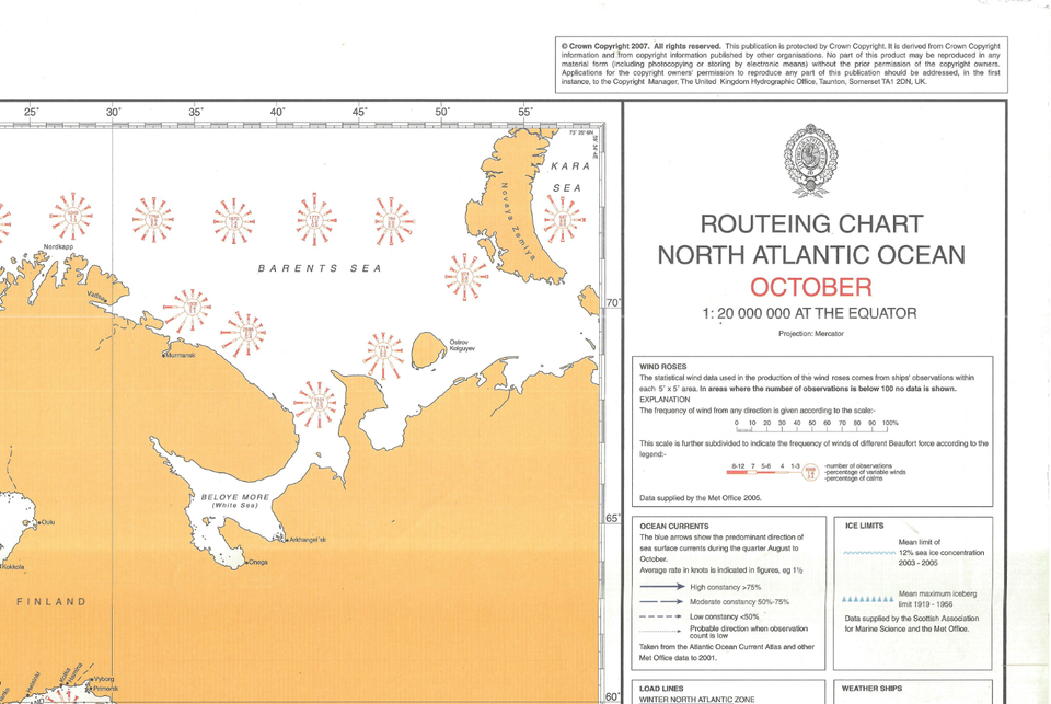Admiralty 5124(10) Routeing Chart North Atlantic Ocean October Map ...