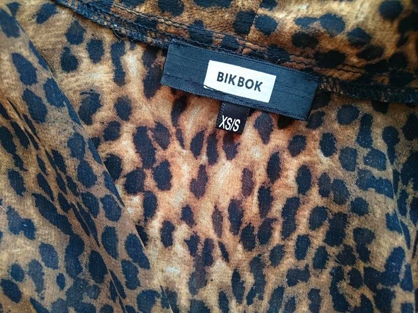 BIK BOK Womens Long Open Cardigan XS Brown Light knit Short Sleeve V ...