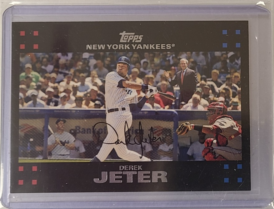 RARE VARINAT -Topps Deter Jeter Auto Card w/ George Bush & Mickey ...