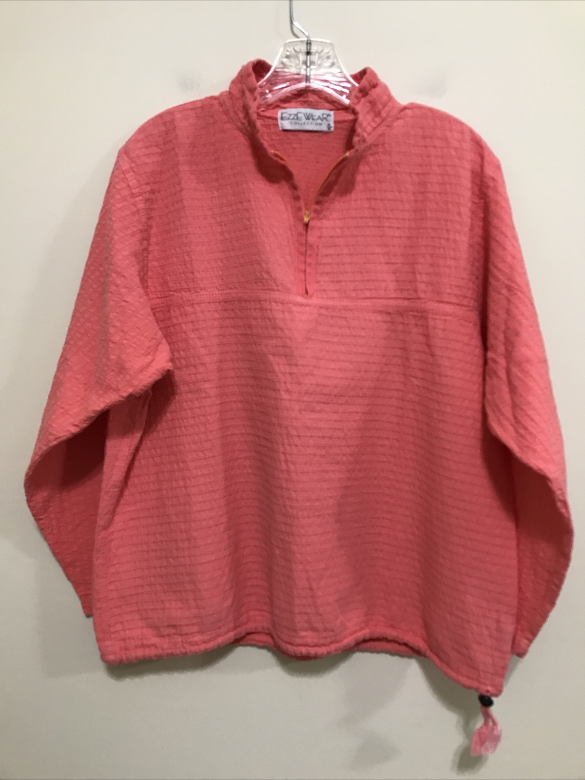 Ezze Wear Collection Long Sleeve Pink Coral 1/4 Zip Shirt Drawstring ...