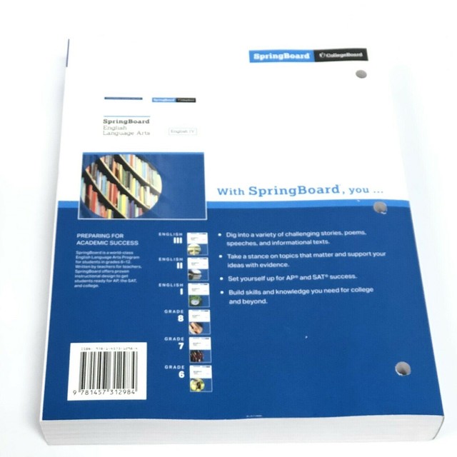Springboard Language Arts English IV Grade 12 Student Edition Textbook ...