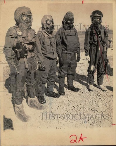 Press Photo USAF chemical warfare gear testing at Brooks Air Force Base ...