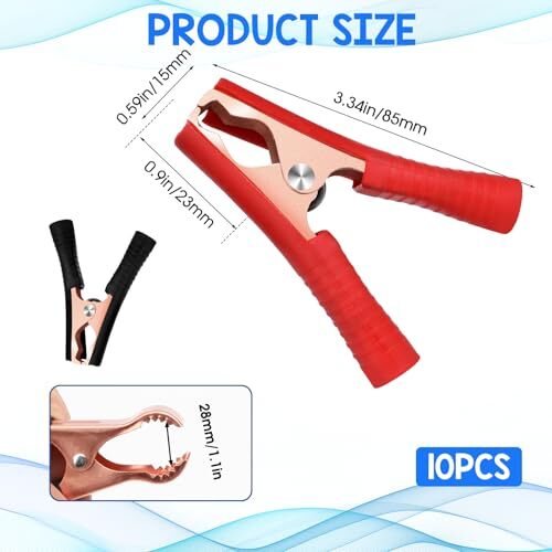 10 Pcs Alligator Clips Electrical Metal 100A Insulated Heavy Duty ...