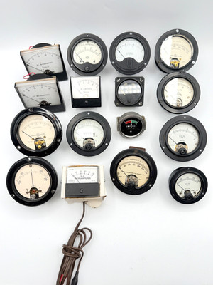 16 Pc Vintage Panel Meters Weston GE Simpson Volts Amps Ohms Micro ...