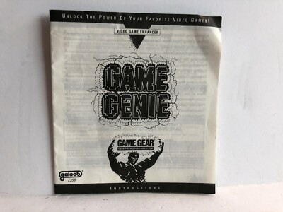 Sega Game Gear Game Genie Manual Instructions Booklet Insert ONLY | eBay