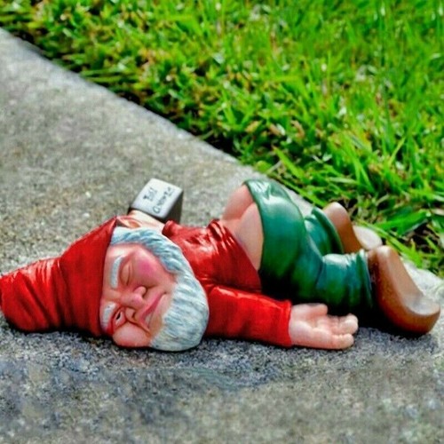 Funny Drunk Dwarf Garden Gnome Ornament Rude Passed Out Statue Yard ...