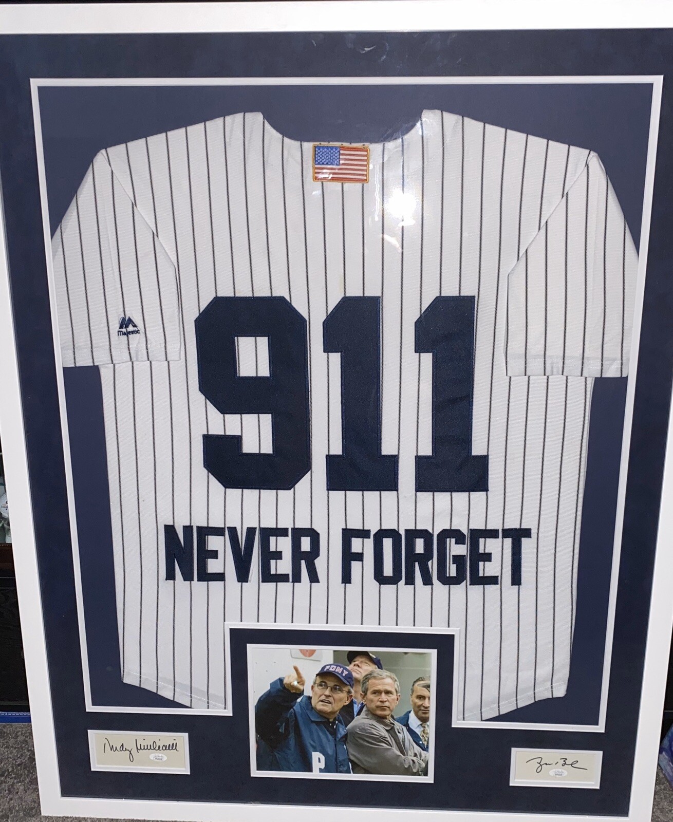 George W. Bush & Rudy Giuliani Signed Framed 911 Jersey NEVER FORGET ...
