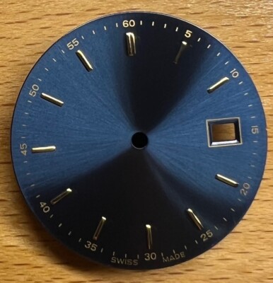Unbranded Blank Blue Wrist Watch Dial Part 27.5mm -Swiss Made- Date at ...
