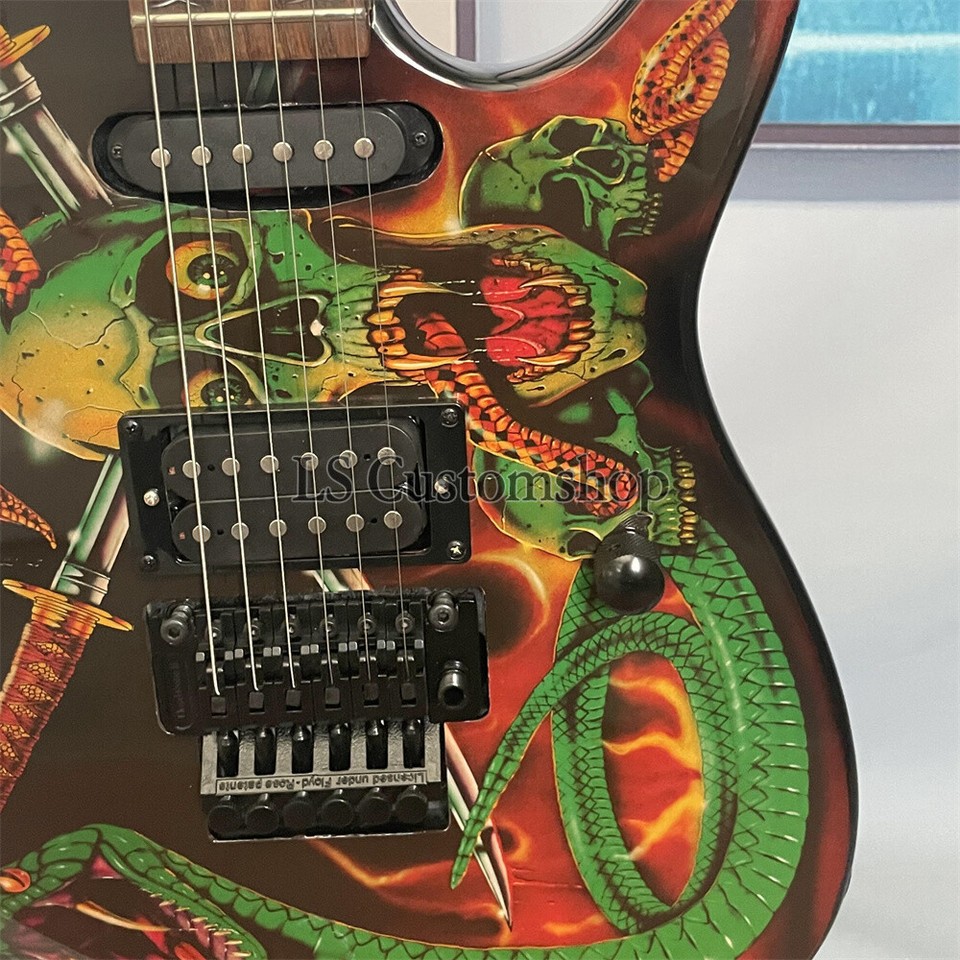 George Lynch Skulls&Snakes Electric Guitar Black Solid Body Floyd Rose ...