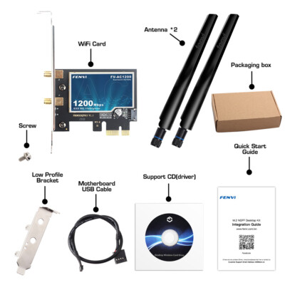 PCI-E WiFi Wireless Card Dual Band Desktop Network Card Bluetooth PCIe ...