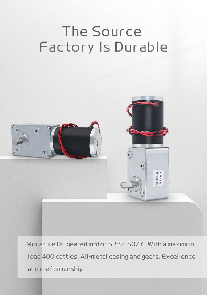 DC 12V 24V Double Short Shaft 5882-50ZY Worm Gear Self-locking Motor ...