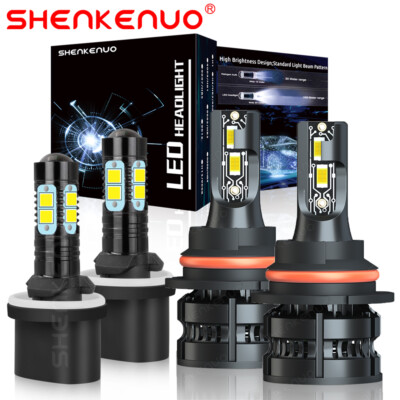 6000K LED Headlight High/Low+Fog Light Bulbs Kit For Ford Mustang 1994 ...