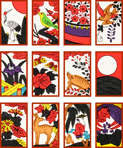 Nintendo HANAFUDA Japanese Traditional Card Game Deck Miyako RED Flower ...
