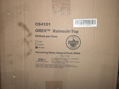 CASE OF 50 OREX RAIN SUIT TOP DRAWSTRING WAIST 3XL INTEGRAL HOOD CS4101 ...