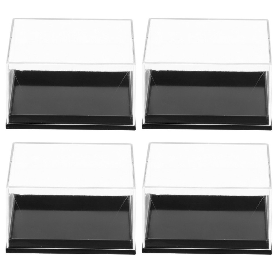 4 Pcs Clear Specimen Protection Boxes Plastic Mineral Display Storage ...