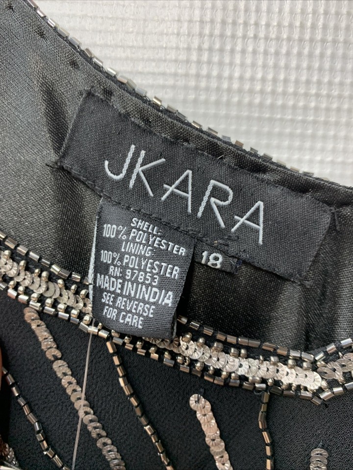 JKara Women's Sweetheart Neck Long Dress Size 18 Black with Silver ...