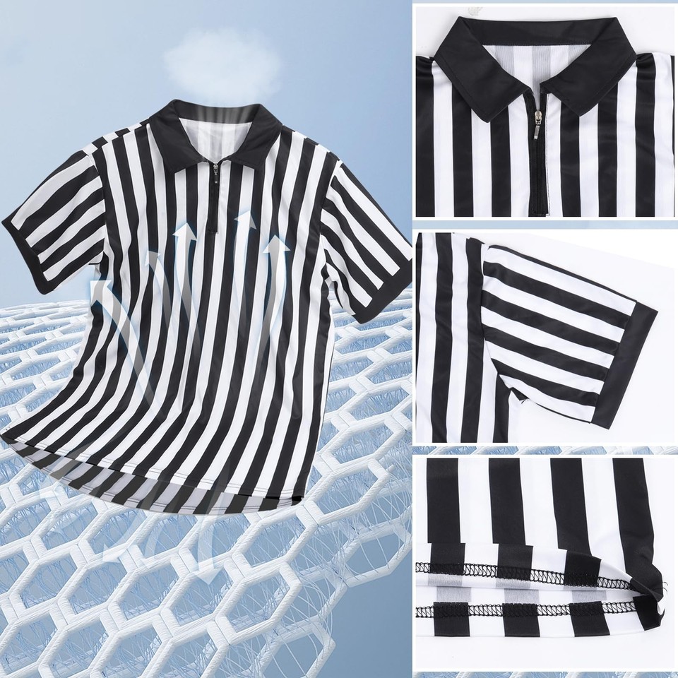 5Pcs Men Referee Costume Kit Official Referee Shirt Women Ref Hat ...