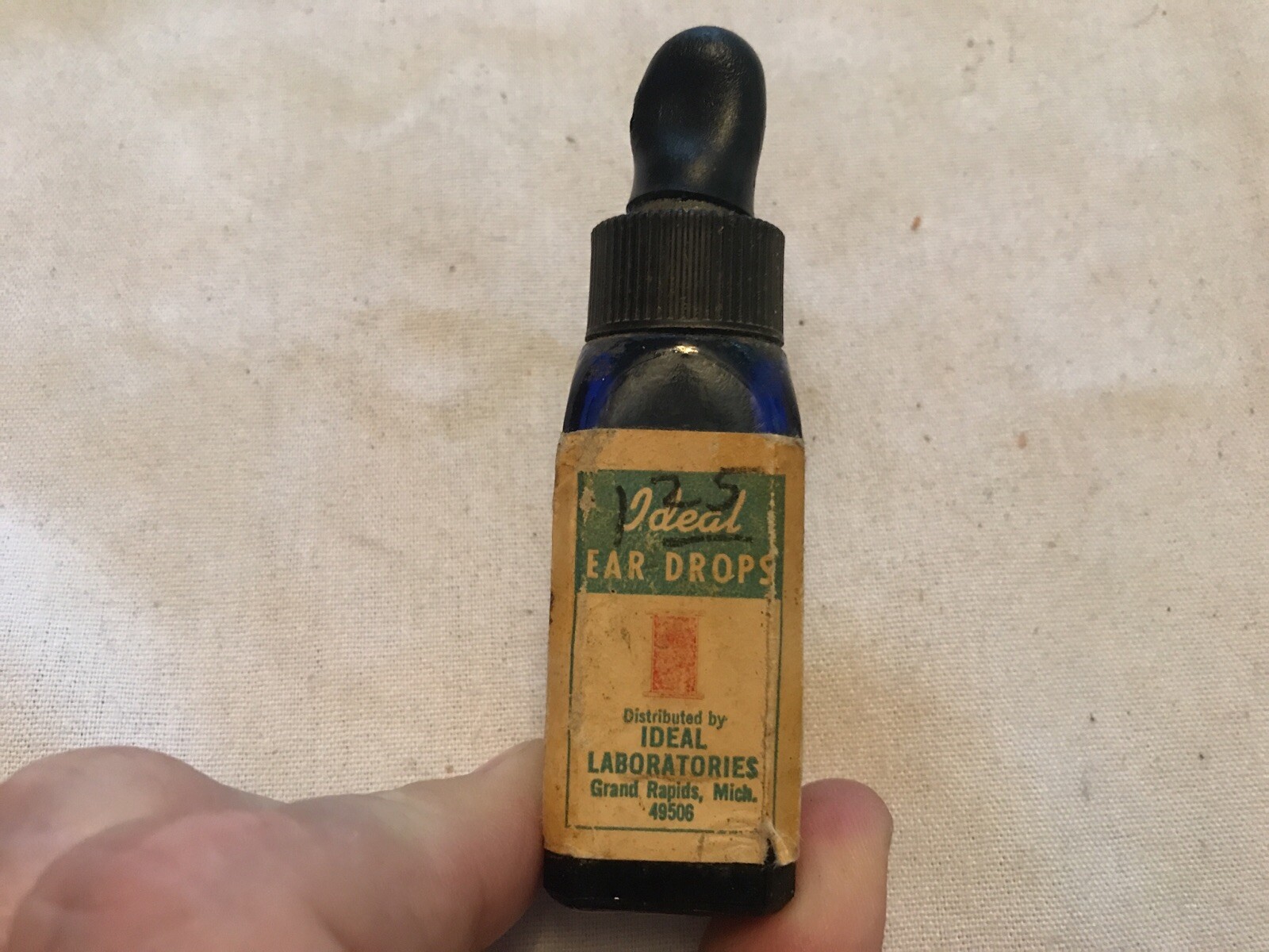 IDEAL EAR DROPS Vintage Blue Glass Bottle With Dropper | eBay