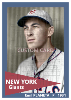 Emil Planeta - 1931 New York Giants - 2.5 x 3.5 custom card (blank back ...